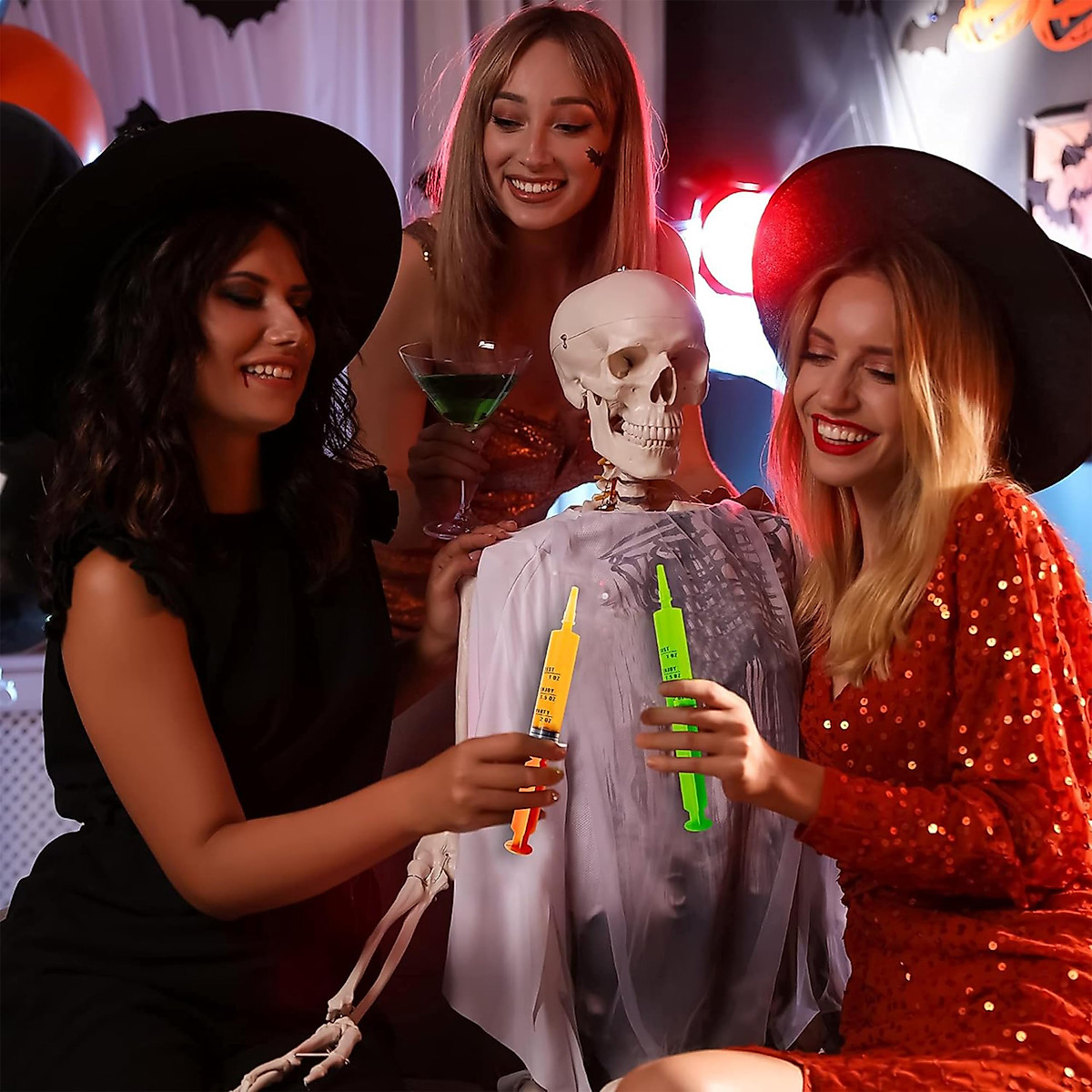 JOYIN 60 Pcs Charge Syringes with Caps, Reusable Party Springe for Charge for Halloween Party, Thanksgiving day, Christmas and Birthday Parties