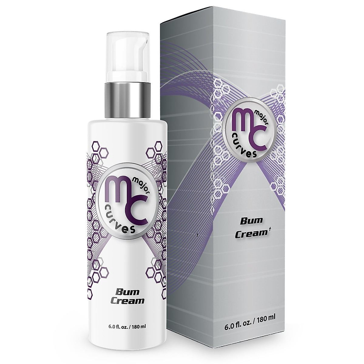 Major Curves Bum Cream - Get that Brazilian BumBum Booty Fast, Helps Lift, Tone, Tighten and Reduce Appearance of Cellulite - 2 Month Supply, Huge 6oz Bottle