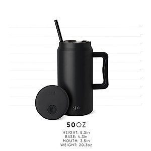 Simple Modern 50 oz Mug Tumbler with Handle and Straw Lid | Reusable Insulated Stainless Steel Large Travel Jug Water Bottle | Gifts for Women Men Him Her | Trek Collection | 50oz | Buttercup