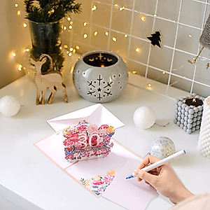 Oyydecor 80th Birthday Pop Up Card, Happy 80th Birthday Card for Her, Women, Wife, 80th Birthday Gift for Sister, Mom, Friend, 3D Greeting Pop Up Birthday Card with Blank Note and Envelope, 5" x7"