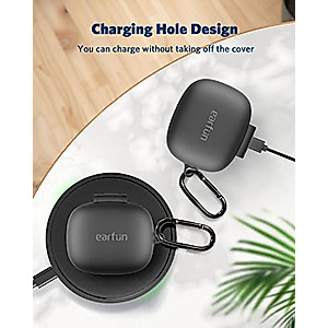 【EarFun Official】 Protective Case Cover for EarFun Air Pro 3, Soft Silicone Protective Case with Keychain, Shock-Proof Silicone Skin Full Protective Cover, Supports Wireless Charging, Black
