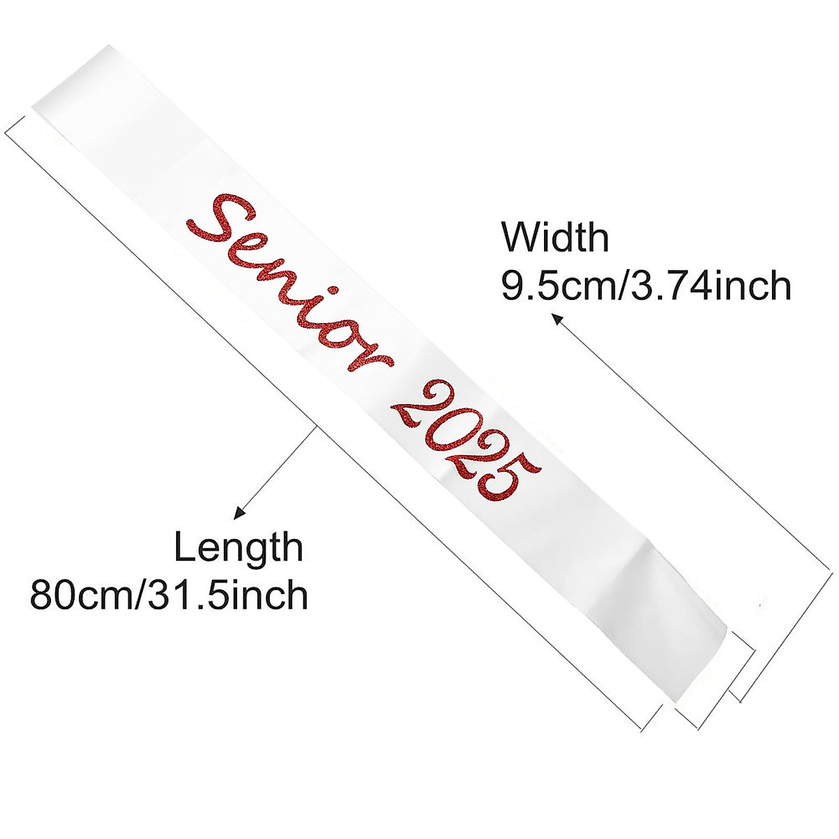 Ashaqshnglee Senior Sash 2025, 6 Pack White Senior 2025 Satin Sashes with Red Glitter Letters Graduation Sash Finally Graduated Senior Cheer Sash Party Supplies
