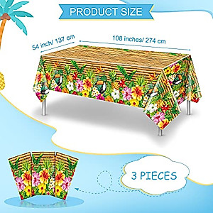 3 Pcs Tiki Tablecloth Tiki Decorations Luau Table Cover Hawaiian Party Plastic Table Cloth Disposable Tiki Totem Decor for Hawaii Beach Tropical Decoration Supplies Aloha,108 x 54 in(Modern Patterns)