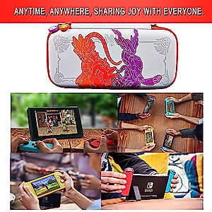 KERESLINA 5in1 Scarlet/Violet Switch Case for Nintendo Switch Carrying Case& Accessories Bundle+Thumb Grip Caps+Protective Case+Dockable Case+Joy-Con Wrist Strap