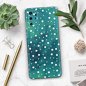 DesignSkinz Green and White Watercolor Polka Dots Protective Vinyl Decal Wrap Skin Cover Compatible with The Samsung Galaxy S20 (Screen Trim & Back Glass Skin)