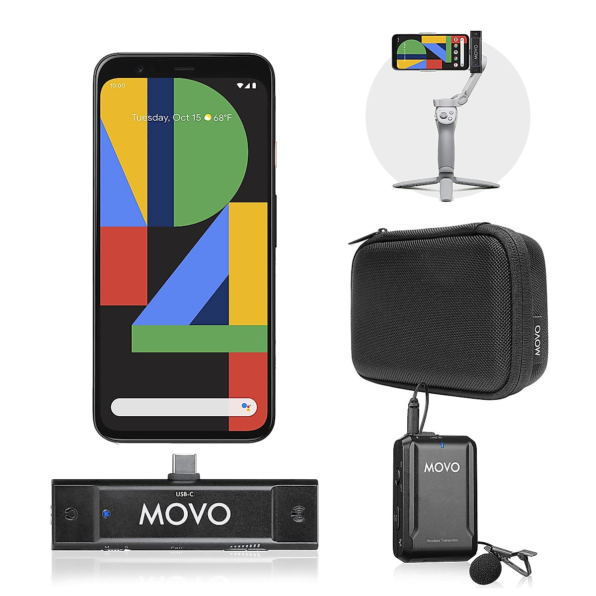 Movo Edge-UC USB Type-C Wireless Lavalier Microphone System - Omnidirectional Lapel Mics Compatible with USB-C Android, Samsung, and DJI OM 4 or 5