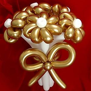 50 Pieces Gold Long Balloons 260 Twisting Animal Balloons Metallic Latex Balloons DIY Modelling Balloons for Birthday Wedding Engagement Magic Anniversary Festival Party Decoration (Golden)