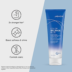 Joico Color Balance Blue Conditioner | For Lightened Brown Hair | Eliminate Brassy Orange Tones | Boost Color Vibrancy & Shine | UV Protection | With Rosehip Oil & Green Tea Extract | 8.5 Fl Oz