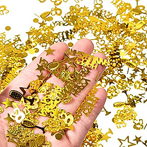 50th Happy Anniversary Confetti 50th Party Confetti Number 50 Anniversary Confetti Metallic Foil Star Circles Mix Confetti for Table Decorations Party Supplies Anniversary DIY Art, Gold, 3000 Pieces