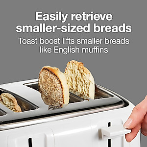 Proctor Silex 4 Slice Toaster with Extra Wide Slots for Bagels, Cool-Touch Walls, Shade Selector, Toast Boost, Auto Shut-off and Cancel Button, White (24214PS)