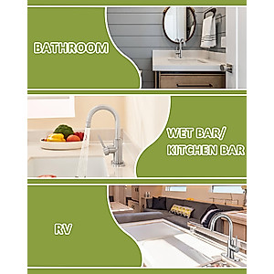 Tohlar Bar Sink Faucet Brushed Nickel, Single Handle Bathroom Faucet for Sink 1 or 3 Hole, Wet Bar/Pre-Kitchen Faucet with 4-Inch Deck Plate & Sprayer, Bathroom Sink Faucet with 360°Swivel Spout