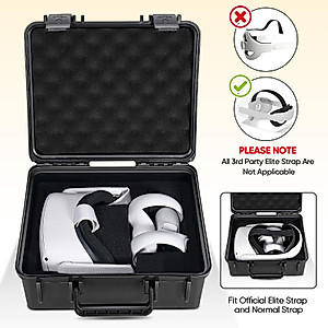 sarlar Hard Carrying Case for Meta Quest 3S/Quest 3/Quest 2 VR Headset Accessories Safe and Portable Protection, Compatible with Original Official Elite Head Strap, Suitable Travel and Home Storage
