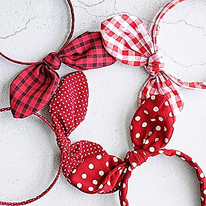 Huachi Bow Headbands for Girls Women Halloween Red Polka Dot Headwrap Cute Turban Hair Hoop Knotted with Bunny Ears Vintage Hair Accessories