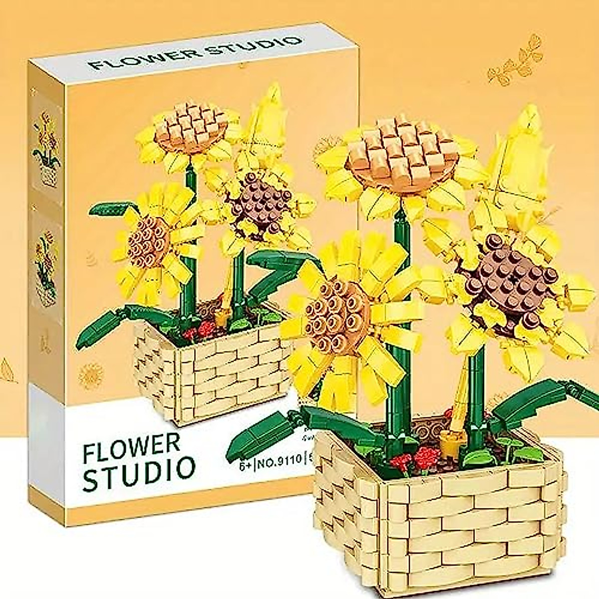 Flower Bouquet Building Sets, Artificial Flowers with Vase, 550 PCS Botanical Collection Building Block Toys, Flower Botanical Bonsai Collection Home Decoration, Birthday Christmas Valentine Gift