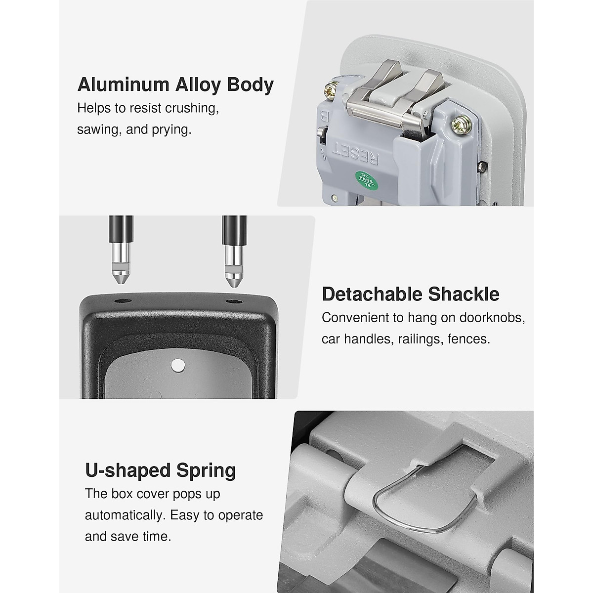 Puroma Key Lock Box Waterproof Combination Lockbox Portable Resettable Wall Mounted & Hanging Key Safe Lock Box for House Keys, Realtors, Garage Spare, Gray (1 Pack)