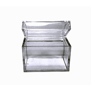 Clear Acrylic Box with Hinged Lid; Small Treasure Chest Shape Container with Bonus Perfume Studio Pure Parfum 2ml Sample. (12 Units)