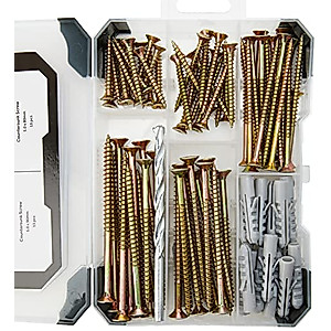 TIMCO Screws, Plug & Drill Bit Gold Mixed Tray - 91pcs