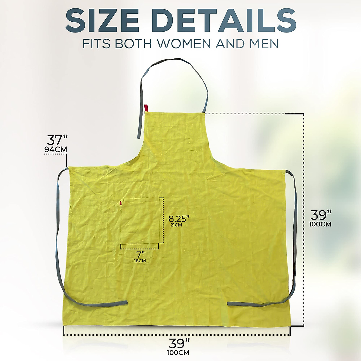 HANEE Kitchen Apron for Women, Men (Dark Gray) Linen Cooking Aprons with pocket