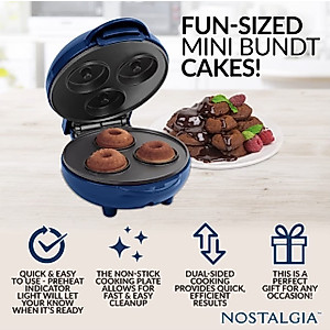Nostalgia MyMini Lava & Bundt Cake Maker-mini breads, mini muffins, compact size (Navy)
