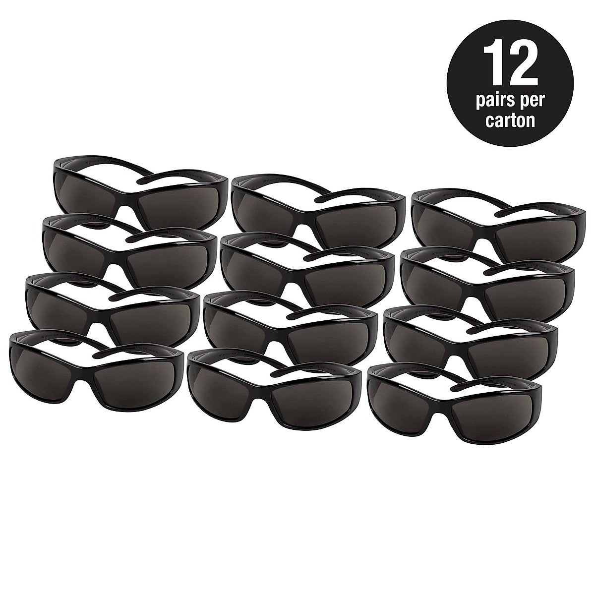 Smith & Wesson® Elite™ Safety Glasses (21303), Smoke Lenses, Black Frame, Unisex Sunglasses for Men and Women (Qty 12)