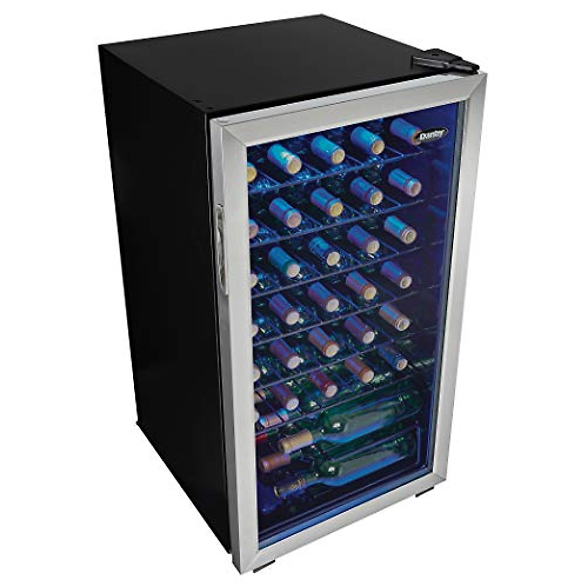 Danby DWC036A1BSSDB-6 3.3 Cu. Ft. Free Standing Wine Cooler, Holds 36 Bottles, Single Zone Fridge with Glass Door-Chiller for Kitchen, Home Bar, Stainless Steel