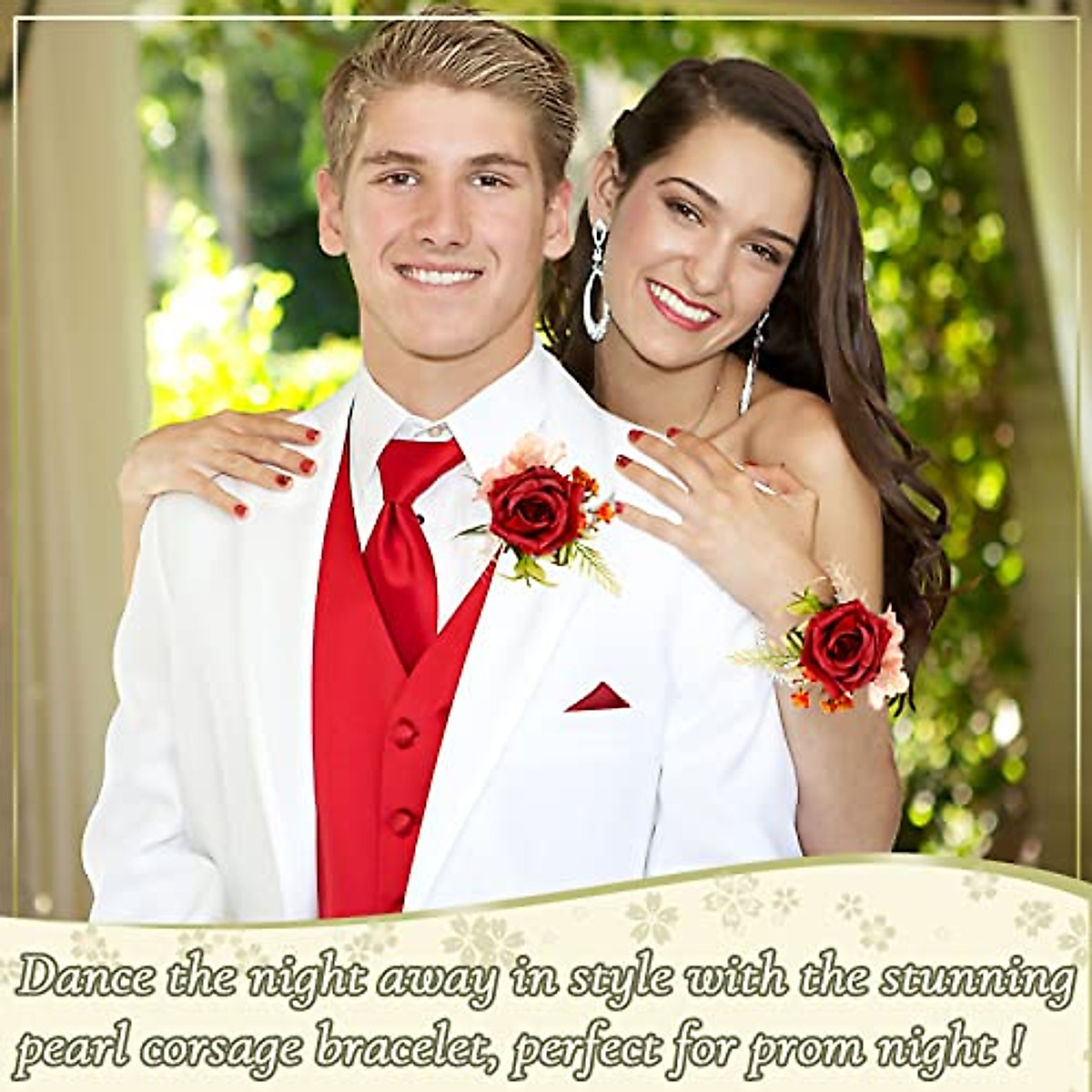 BOARDFEB Corsage Wristlet Band 16 Pcs Elastic Pearl Bracelet Wrist Corsage Bracelets DIY Flower Bracelet with Storage Box for Bride Prom Accessories Wedding Party Decorations