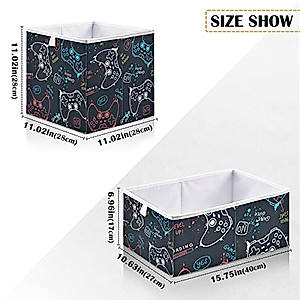 Open Home Storage Bins Foldable Cube Organizers Gamer Pattern Closet Storage Bins for stairsteps