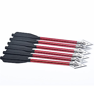ocairnry 6.25" Crossbow Bolts Aluminium Crossbow Arrows Mini Crossbow Bolts with Steel Broadhead Tips for 50-80lbs Archery Target Practicing Shooting Small Hunting 6 Pack (Red)