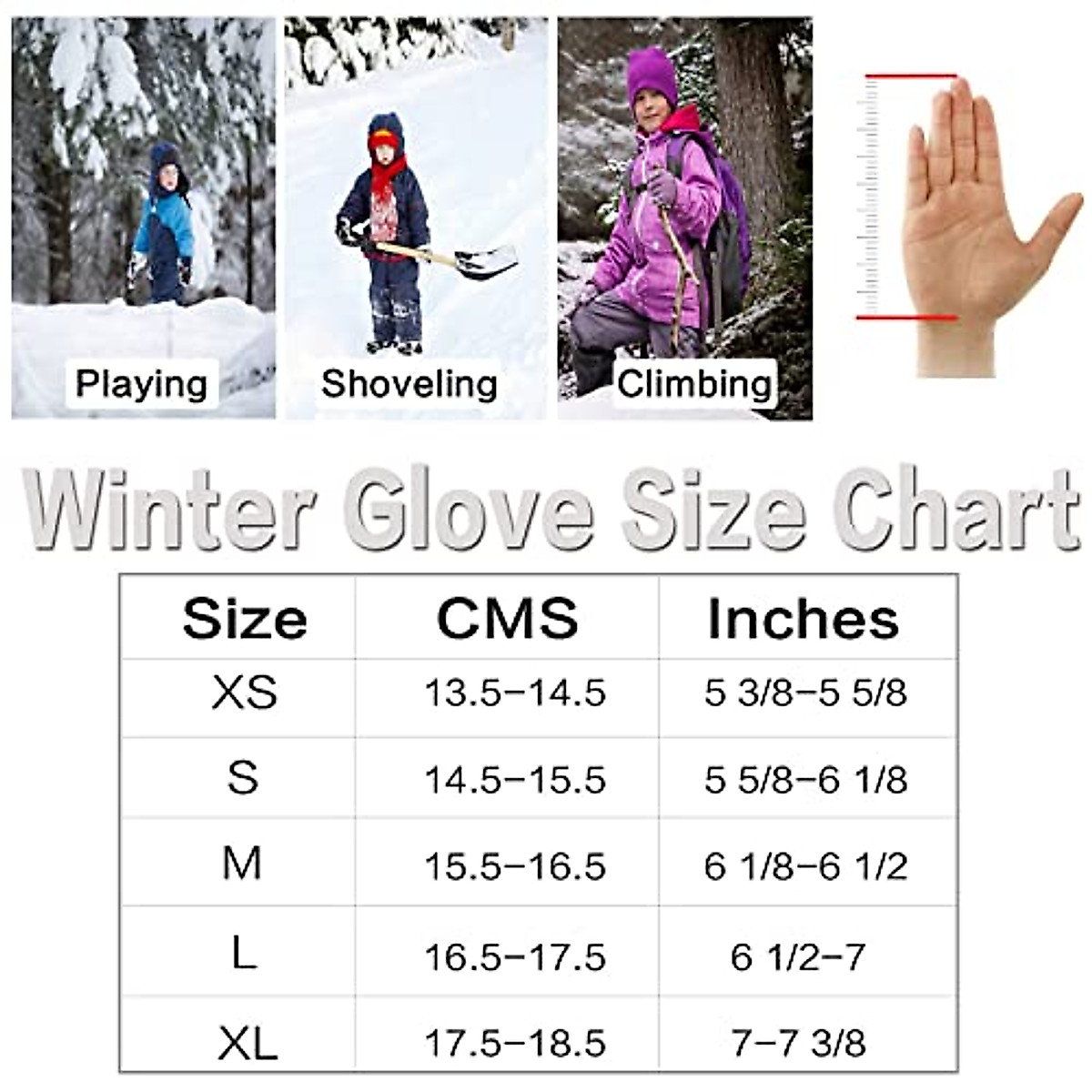 FINGER TEN Kids Winter Gloves Waterproof with Neck Warmer Boys Girls Touchscreen for Cold Weather Outdoor Sports (Black, Small)
