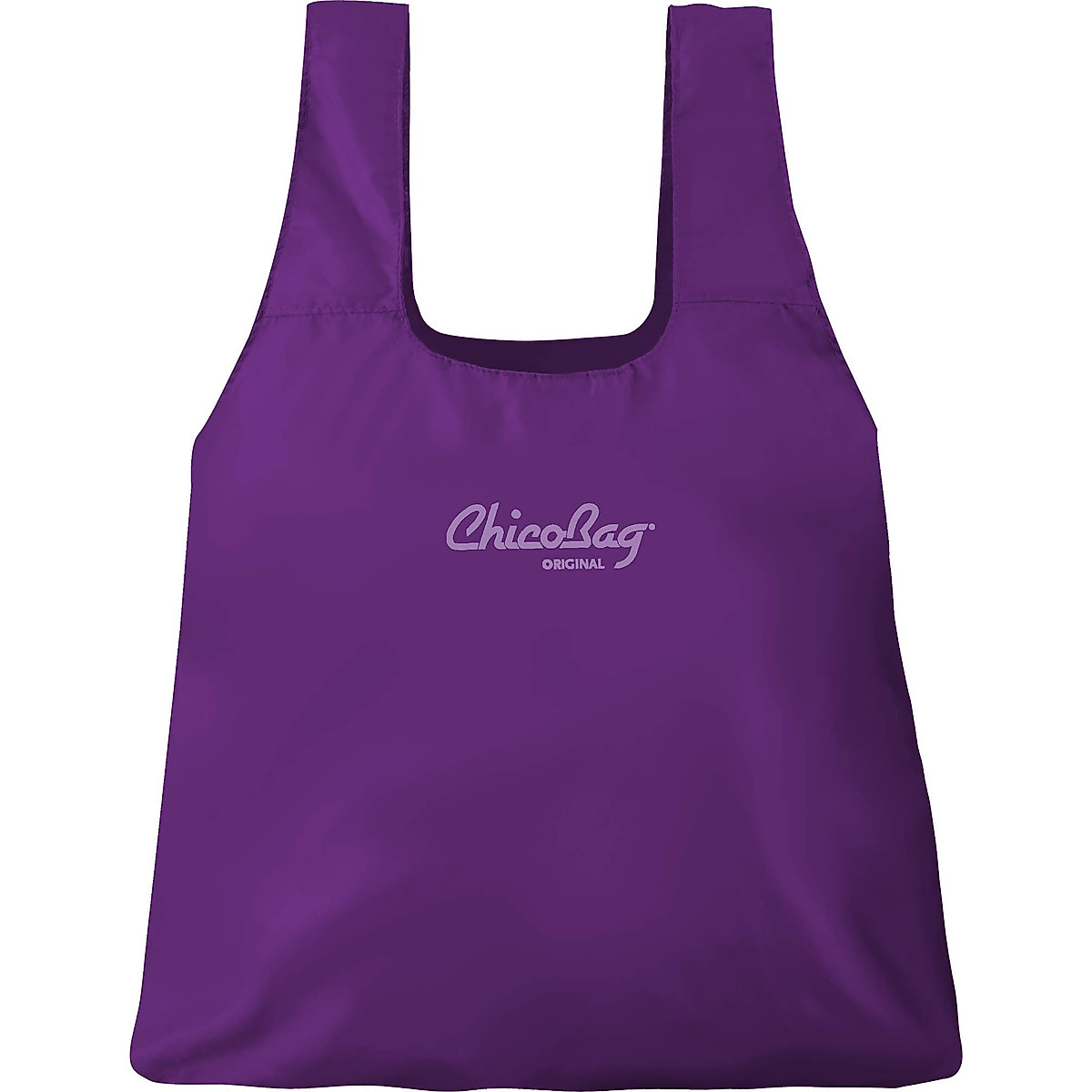 ChicoBag Original Compact Reusable Grocery Bag w/Attached Pouch and Carabiner Clip | Perfect for Shopping, Travel, Organization | Eco-Conscious Packable Tote | Purple (Pack of 4)