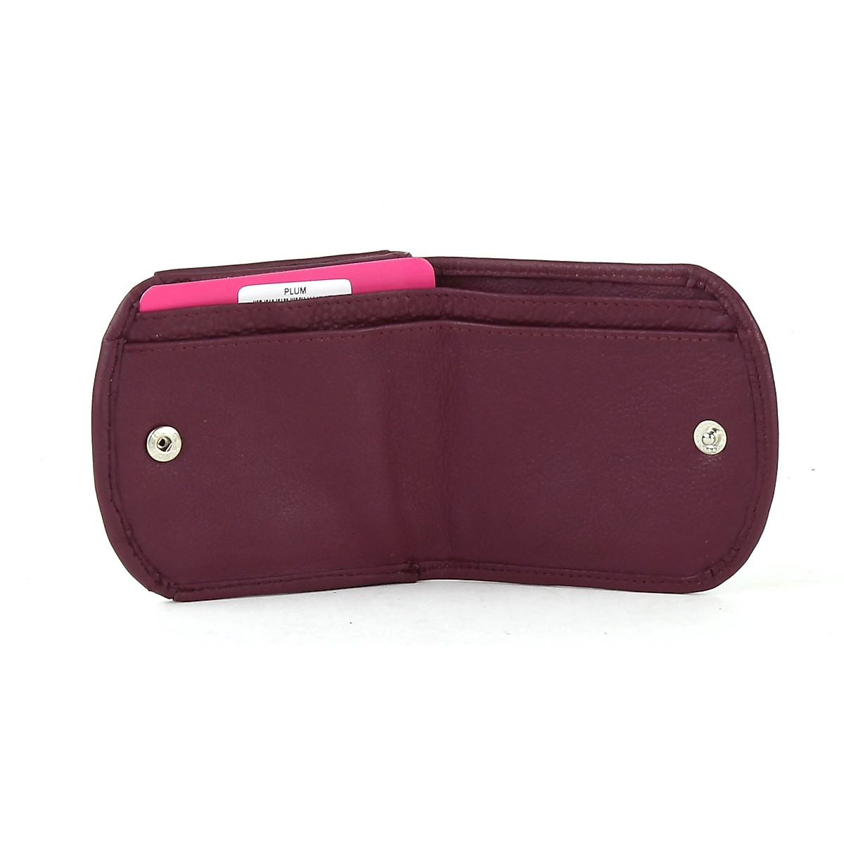 Bacci Leather Impressions Taxi Wallet - Soft Leather, Compact & Snap Pocket on Front, Folding Wallet, Small ID Cards & Coins Holder, Pouch for Men & Women, Coin Case ( Leather, Plum)