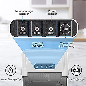Ice Maker Machine Countertop, 26 lbs in 24 Hours, 9 Cubes Ready in 6 Mins, Self-Cleaning, Portable Ice Maker with Ice Scoop and Basket,White