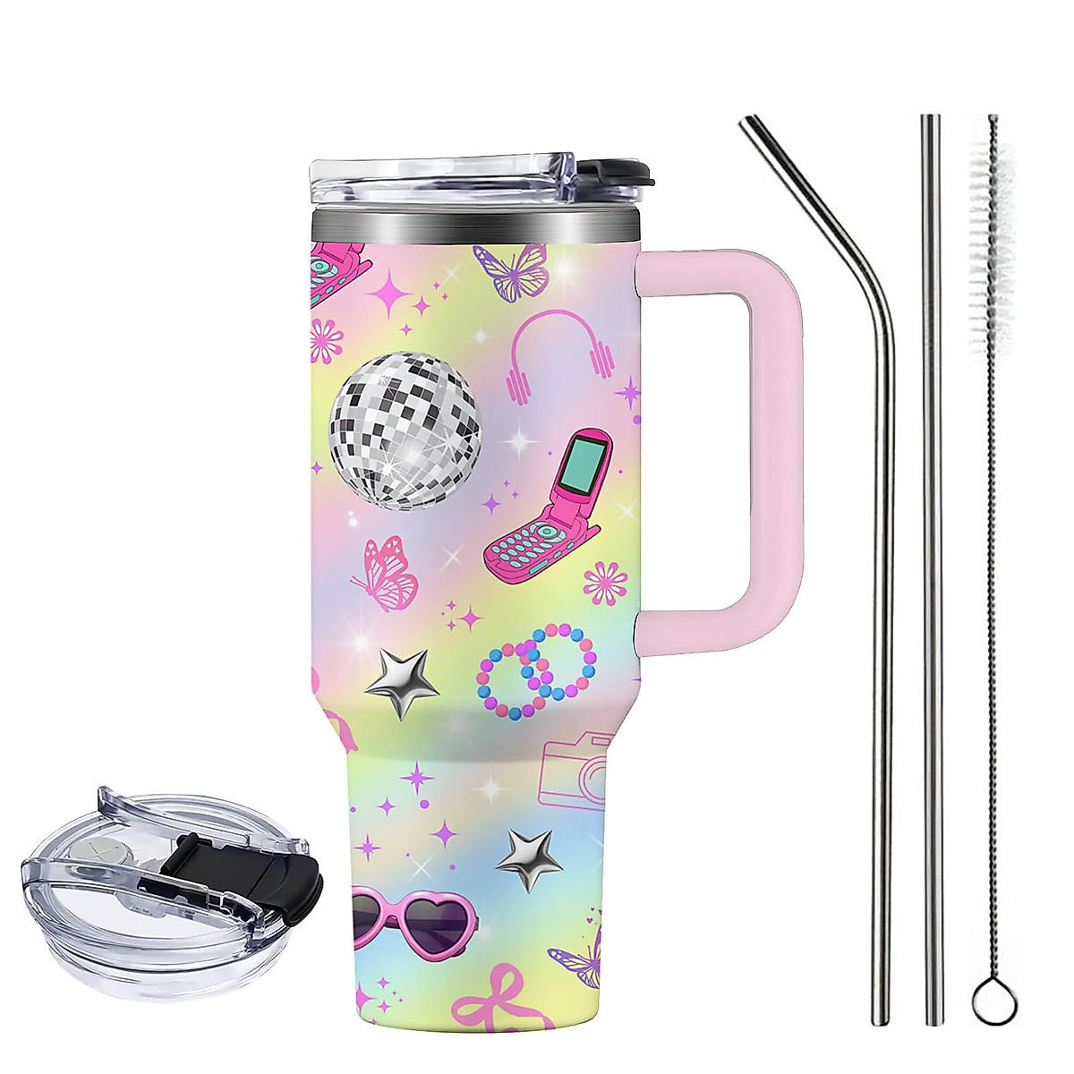 NIAXAUYT Iridescent Birthday Gifts for 10 Year Old Girls, in My Double Digits Era Tumbler 40oz, 10th Birthday Gifts for Ten Year Old Girl Birthday Music Cup