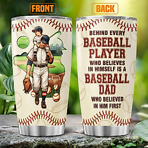 JENOIS For Cup Fathers Tumblers Day Women Coffee, Tumbler 20 Oz With Lid And Straw, Baseball Gifts, Baseball Player Dad