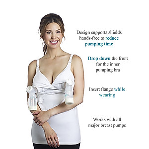 Essential Pump&Nurse Tank, a All-in-one Hands-Free Pumping and Nursing Bra for All Breast Pumps - Dark Gray, XL