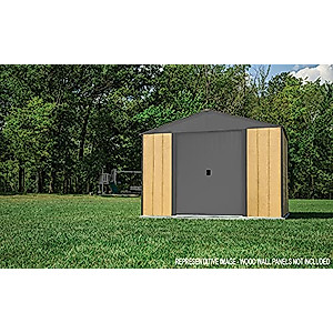 Arrow Shed 8' x 8' Ironwood Galvanized Steel and Wood Panel Hybrid Outdoor Shed Kit, Anthracite
