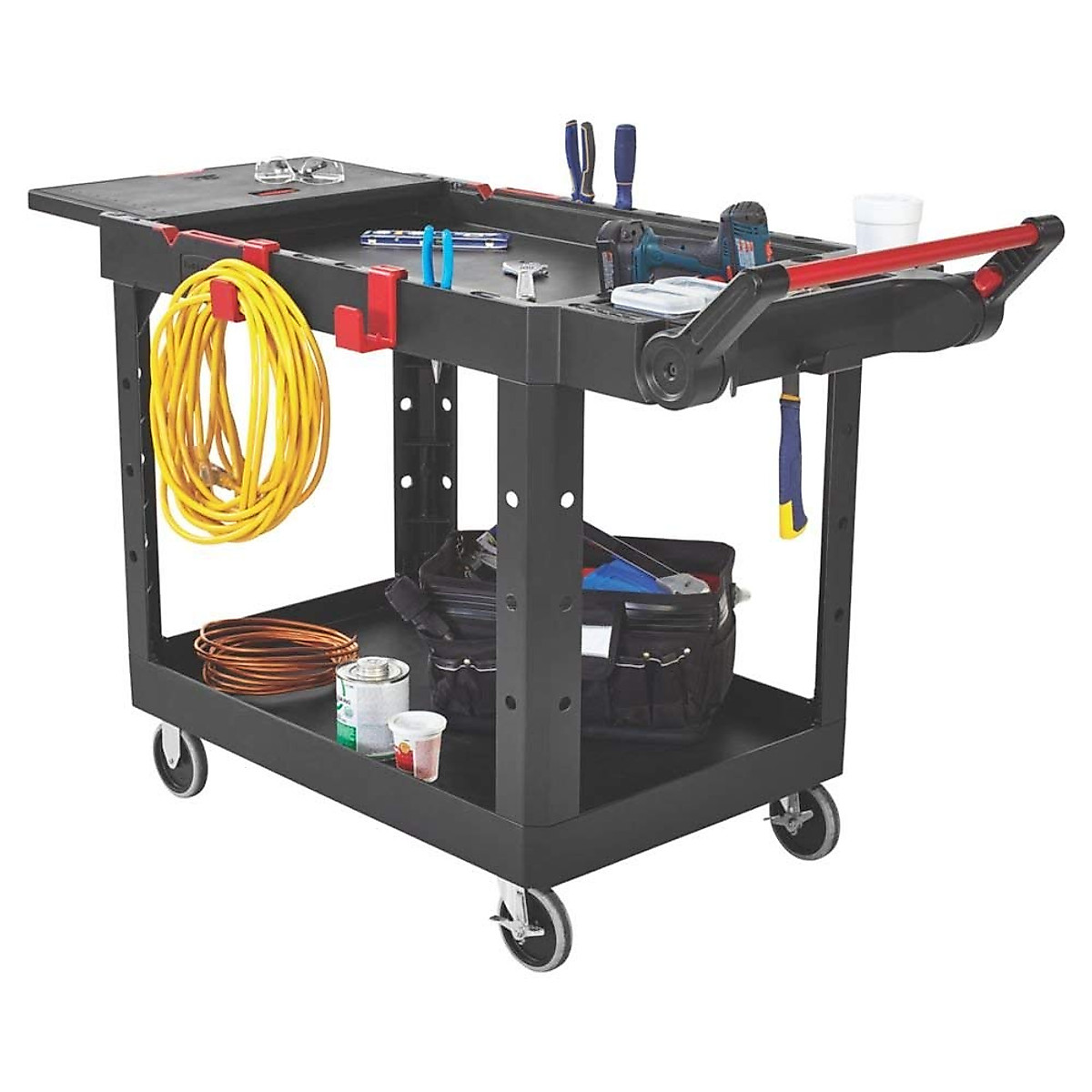 Rubbermaid Commercial Products Heavy Duty Adaptable Utility/Service Cart, Medium, 500 lb. Capacity, Black, for Warehouse/Garage/Cleaning/Maintenance