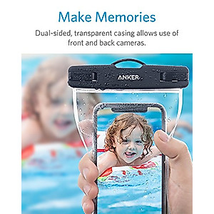 Anker Universal Waterproof Case, IPX8 Waterproof Phone Pouch Dry Bag for iPhone X / 8 / 8 Plus, Samsung Galaxy S8 / S7, Samsung Note Series, Google Pixel 2, up to 6 Inches—2 Pack