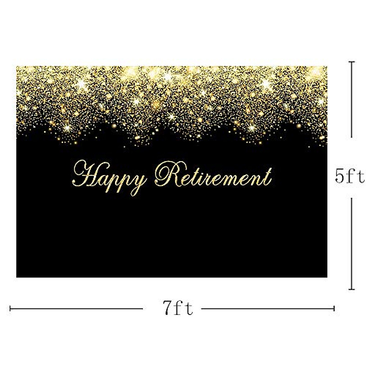 MEHOFOTO Black and Gold Happy Retirement Photo Studio Backdrop Black Glitter Golden Congrats Retirement Party Decoration Banner Photography Background 7x5ft