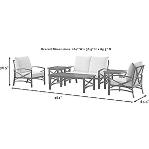 Crosley Furniture Kaplan 6-Piece Outdoor Loveseat Patio Furniture Set, Conversation Sets for Porch, Deck, Oiled Bronze with Oatmeal Cushions