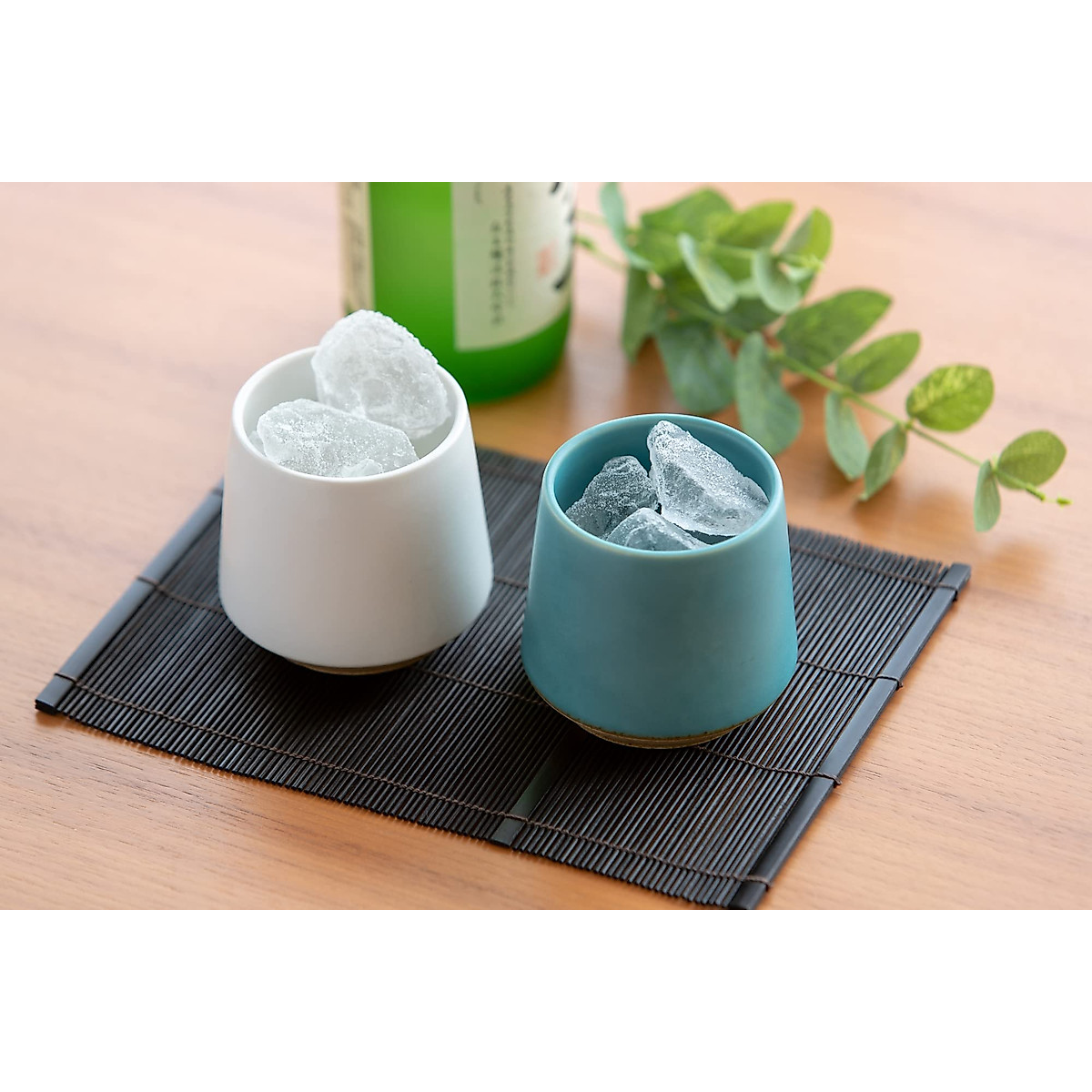 Bisque Japanese pottery, Minoyaki handmade pottery cup imported from Japan, suitable cup for drinking green tea, matcha, sake, and whisky on the rocks (Turquoise)