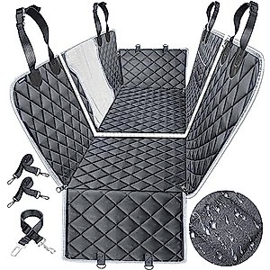 URPOWER 6-in-1 Dog Car Seat Cover for Back Seat, Waterproof Dog Car Hammock 40/60 Split Dog Seat Cover with Mesh Window and Side Flap Pets Car Seat Protector Dog Backseat Cover for Car, SUV, Truck