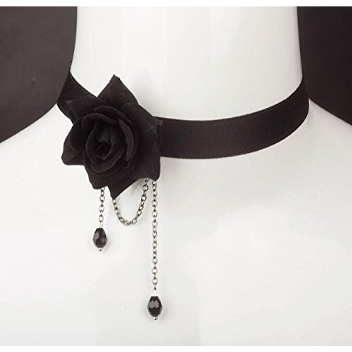 Elegant Retro Rose Flower Collarbone Chain Clavicle Necklace Gothic Lolita Black Lace Collar Choker Ornament Wedding Halloween Accessories (Black)