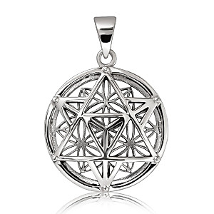 WithLoveSilver 925 Sterling Silver Celtic Knot Round Merkabah Metatron Flower of Life Pendant