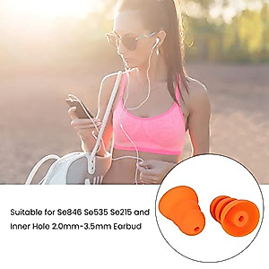 8pcs Orange Silicone Ear Tips Silicone Eartips Noise Reduction Replacement Earplugs for Se846 Se535 Se215 and Inner Hole 3.5mm Earbud