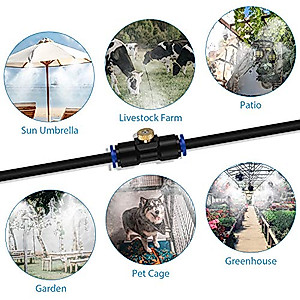 lifeegrn Misting Cooling System, Outdoor Misting System for Patio, 40 FT Misting Line+10 Mist Nozzles+3/4"Brass Adapter,Outdoor Mister System for Patio Garden Trampoline Greenhouse