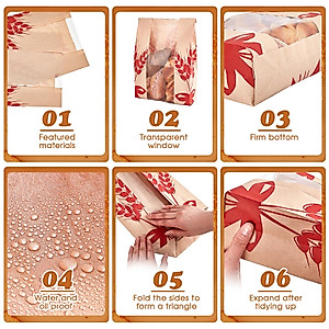 200 Pcs Kraft Paper Bread Loaf Bag with Clear Window Large Paper Bread Bags for Homemade Bread Food Packaging Storage Bakery Bag and 500 Pcs Stickers for Sourdough Popcorn Cookies, 14 x 8.3 x 3.2 In