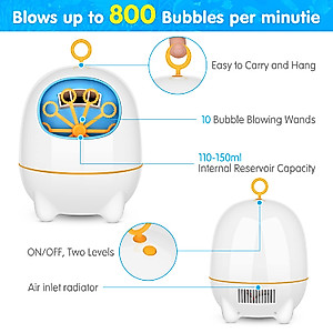 Victostar Bubble Machine, Automatic Bubble Machine for Kids with Bubbles Solutions (17 oz Total) Bubble Blowing for Outdoor Indoor