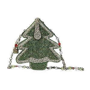 Mary Frances Holiday in Bloom Embellished Holiday Tree Handbag, Green