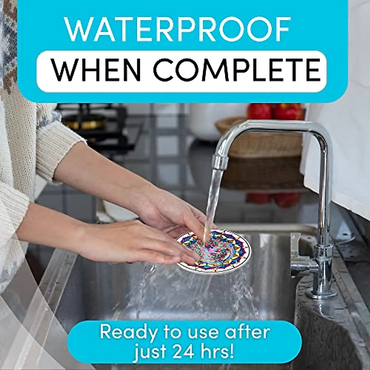 Color Your Own Coaster Mandalas with Markers | 8 Absorbent Ceramic Discs w/Cork Base for Drinks | Gift Arts and Crafts DIY Kit for Adults, Hobby, Beginners, Kids, Teens, Seniors, Women, Elderly